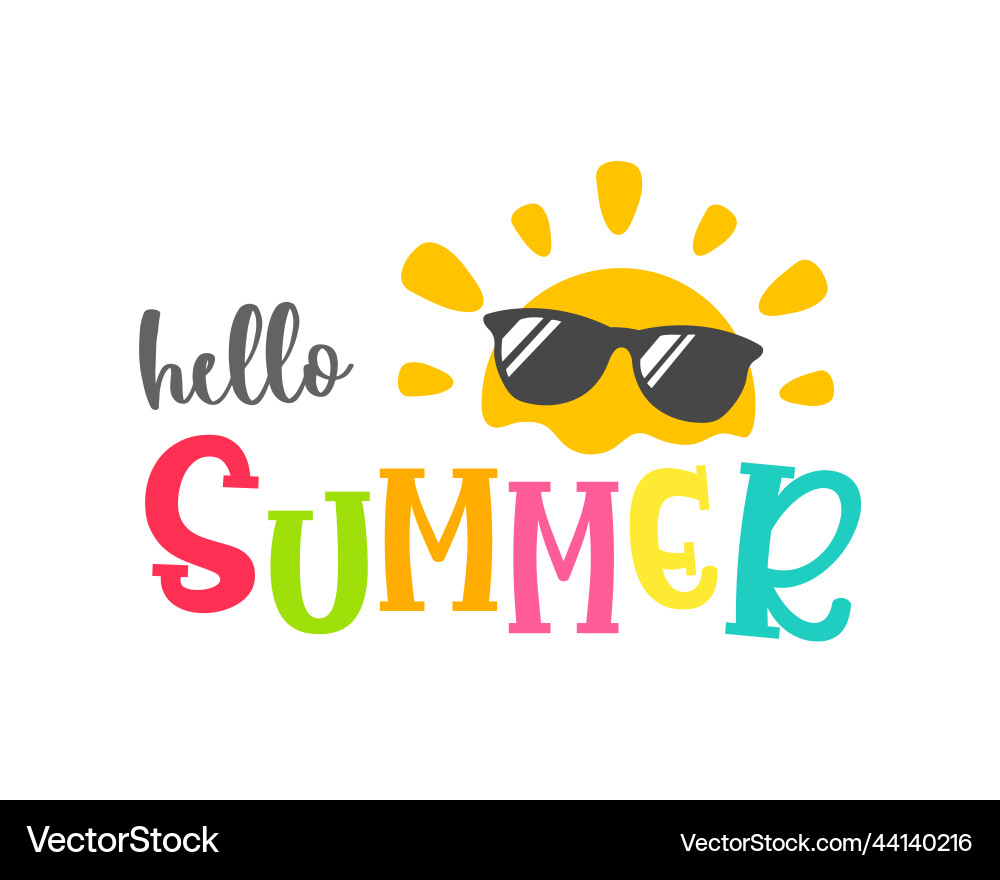 Hello summer label decorated with ice cream Vector Image