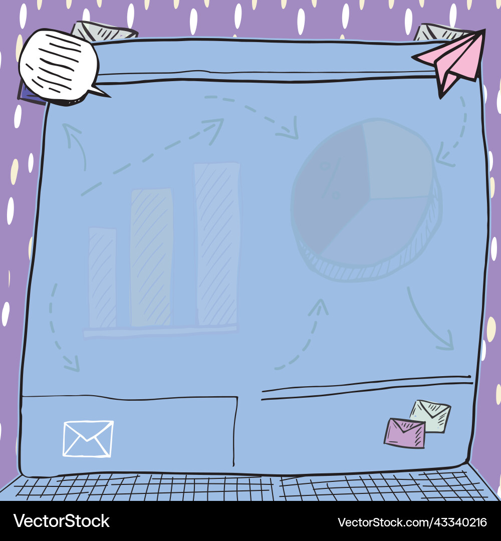 Important message presented on screen with charts Vector Image