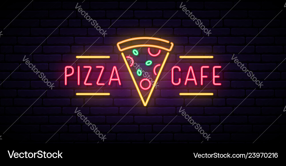 Neon Pizza Cafe Sign Royalty Free Vector Image