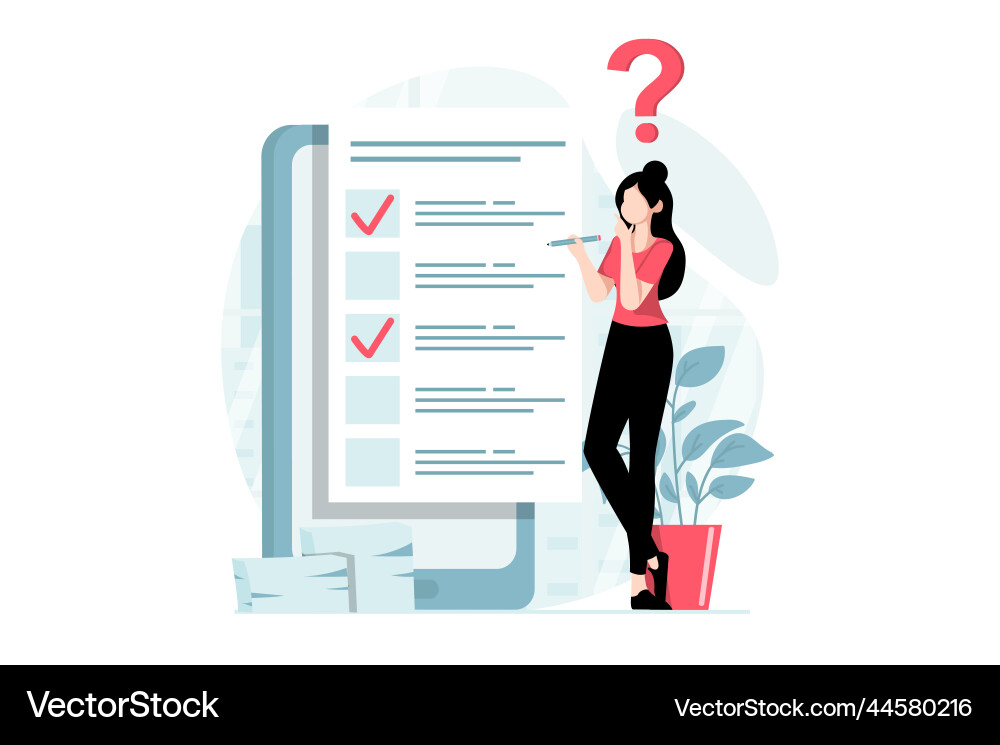 Online survey concept with people scene in flat Vector Image