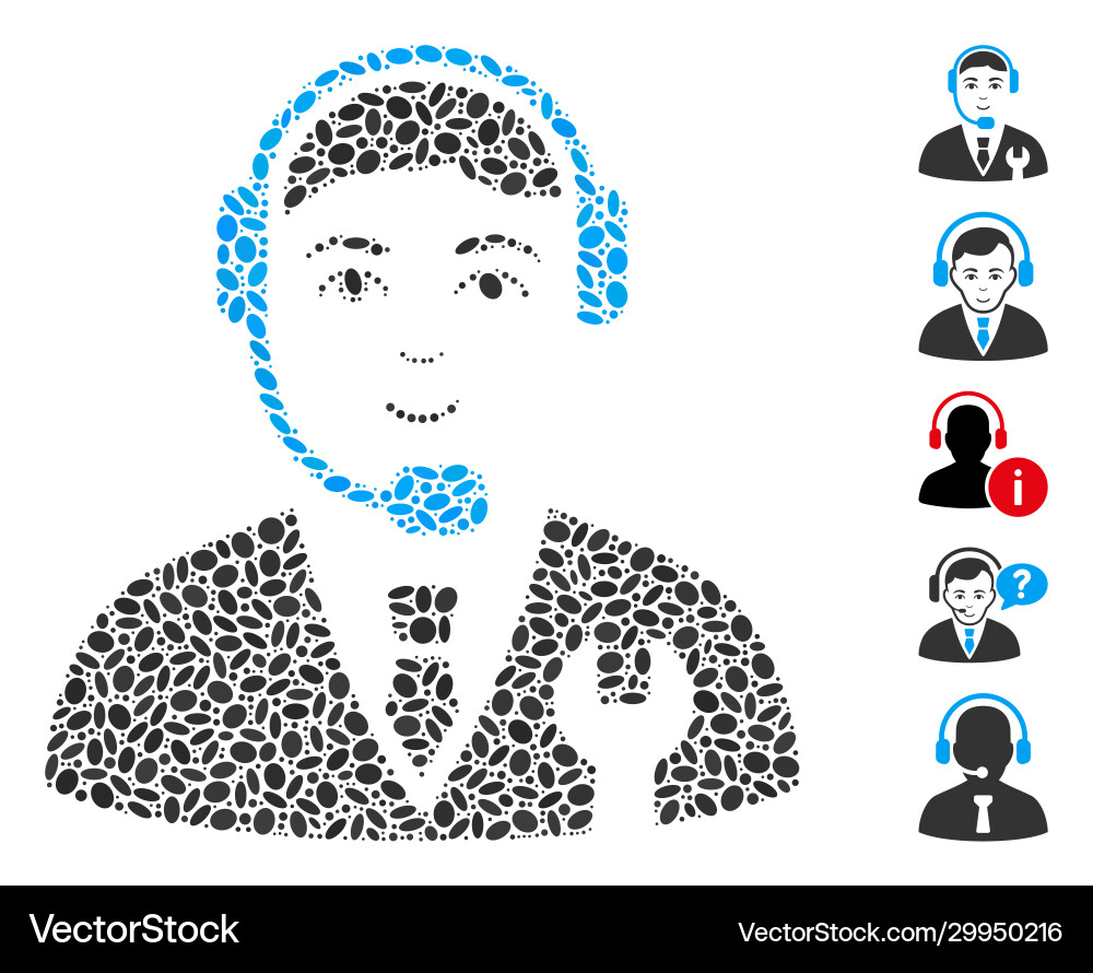 Oval collage call center boss Royalty Free Vector Image