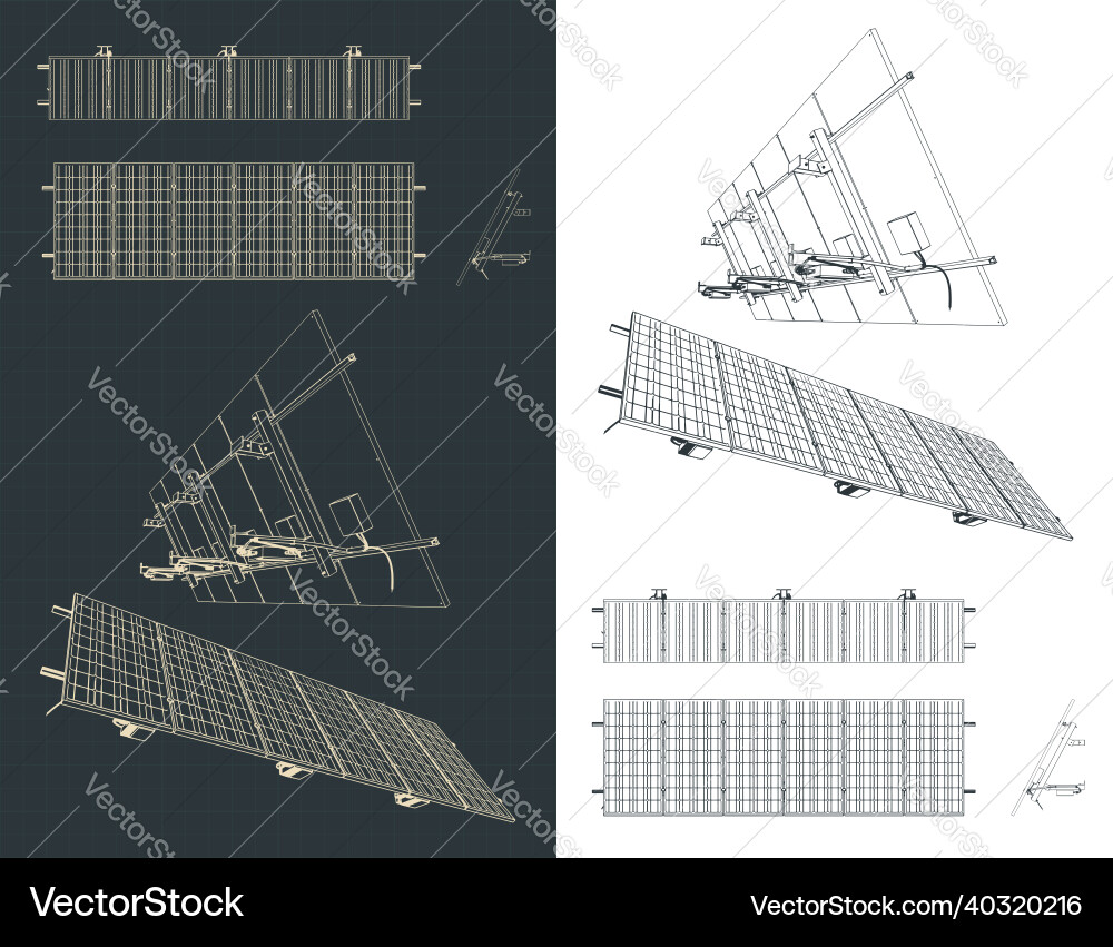 Solar panel with fasteners blueprints Royalty Free Vector