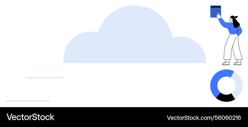 Woman organizing data with cloud storage Vector Image