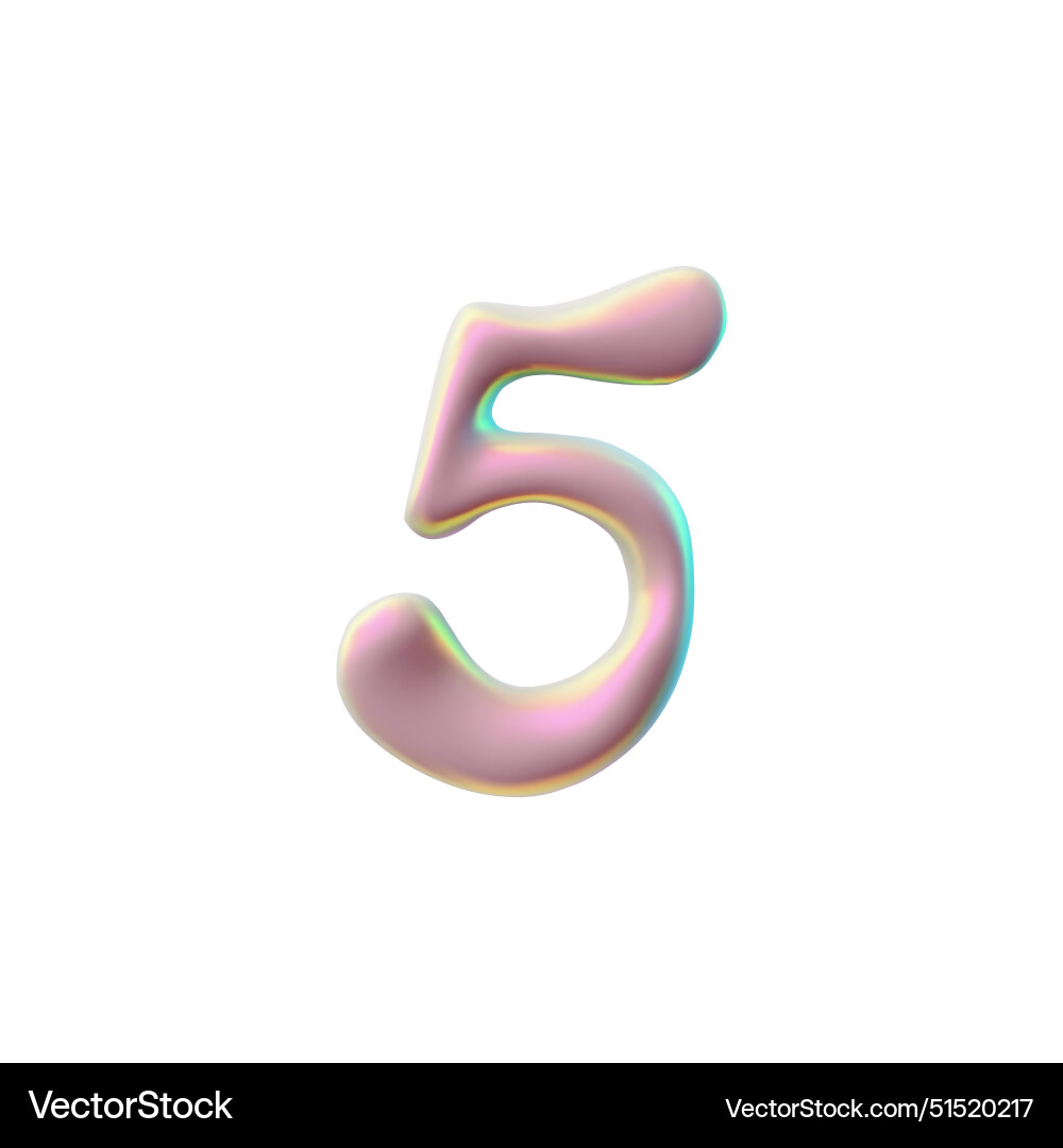 3d glossy plastic pink number 5 five Royalty Free Vector