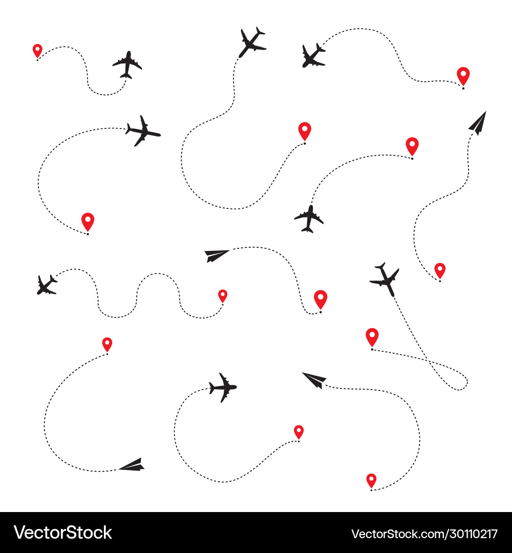 Flugroute der Flugzeugleitung Lizenzfreies Vektorbild