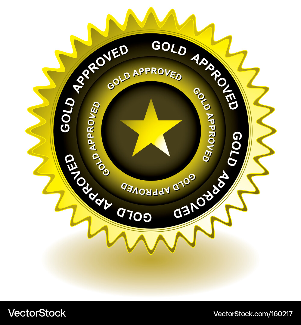 Approved gold icon Royalty Free Vector Image - VectorStock