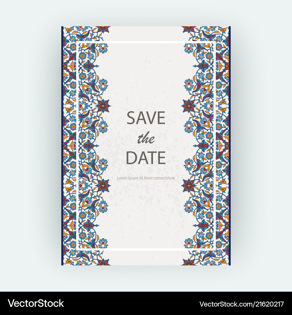 Arabesque floral decoration print border design Vector Image