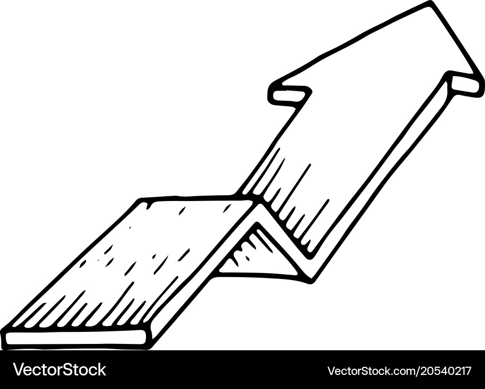 Arrow up icon hand drawn sketch Royalty Free Vector Image