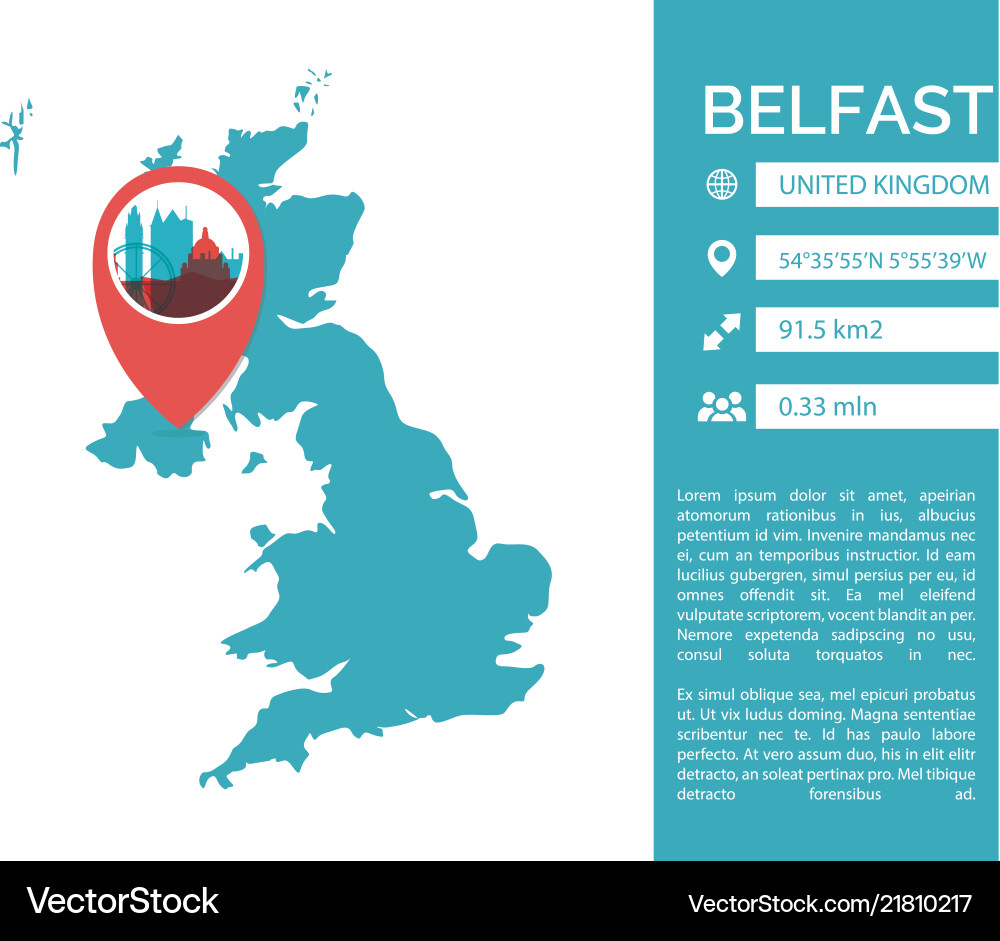 Belfast map infographic Royalty Free Vector Image