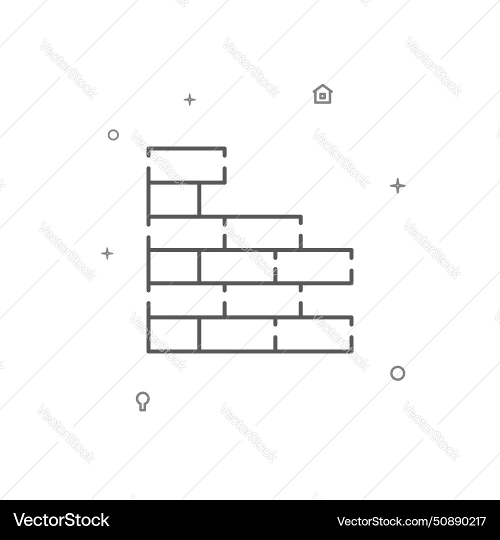 Broken wall simple line icon symbol pictogram Vector Image
