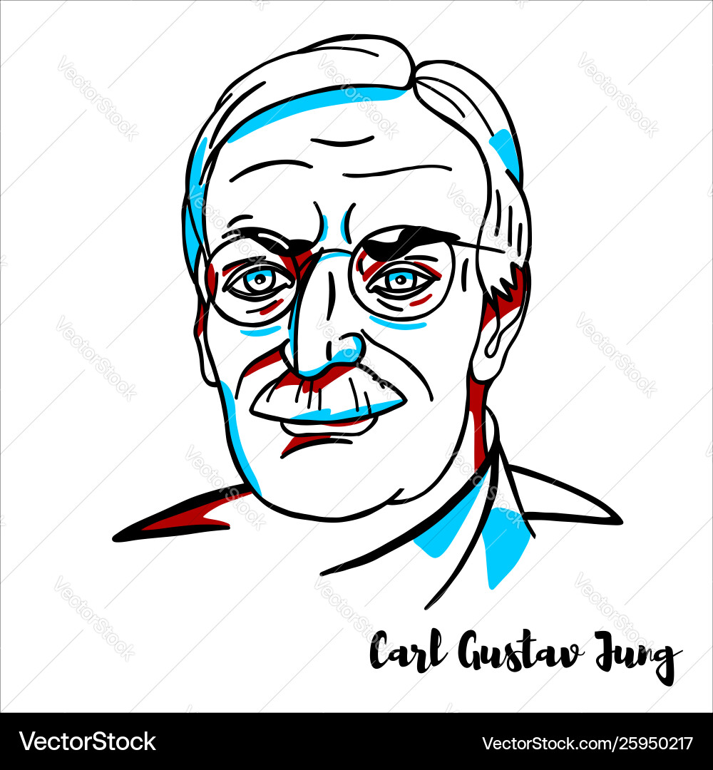 Carl gustav jung portrait Royalty Free Vector Image
