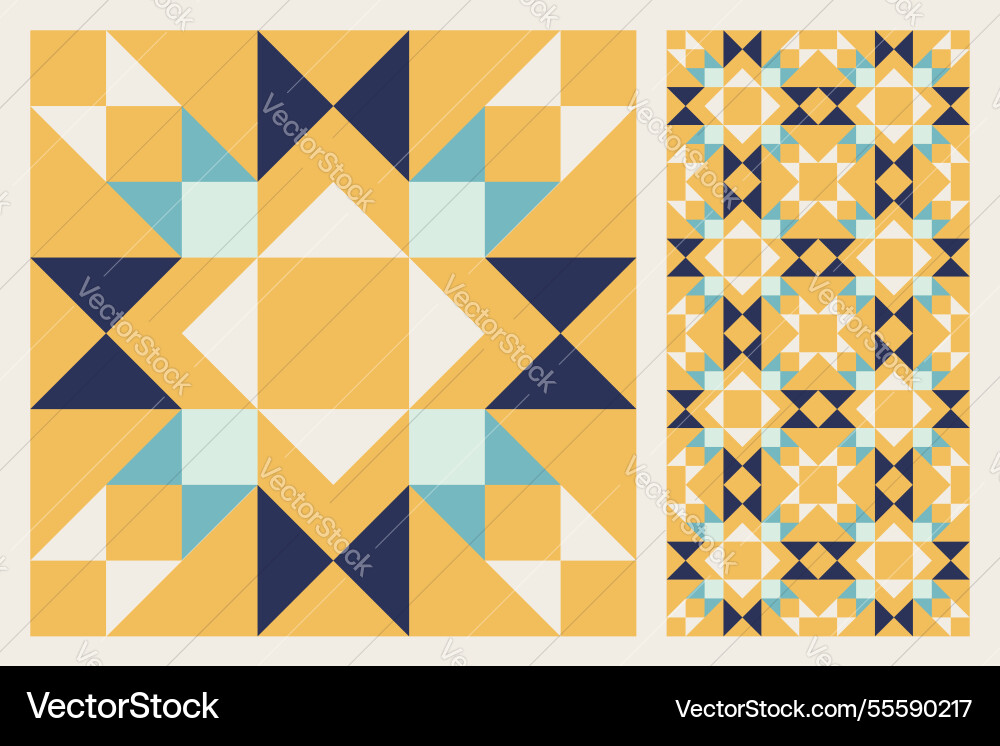 Geometric star pattern bold and colorful quilt Vector Image