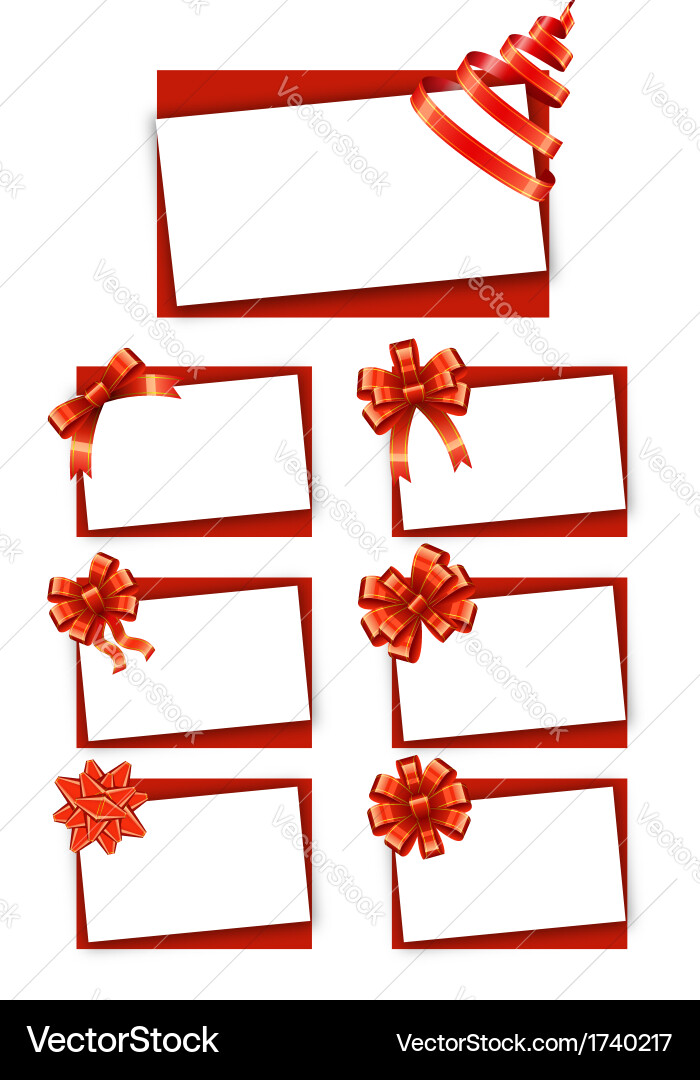Gift cards with ribbons Royalty Free Vector Image