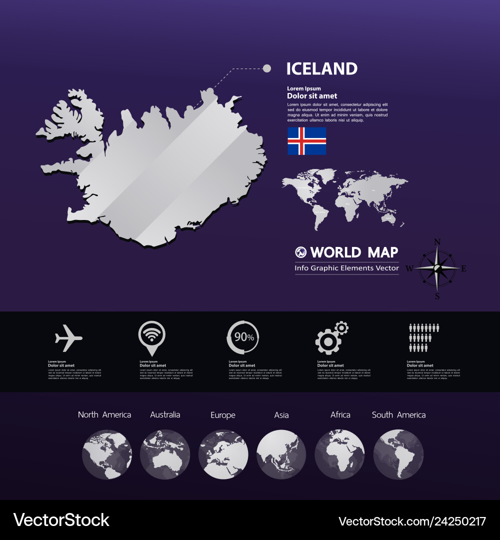 Iceland map Royalty Free Vector Image - VectorStock