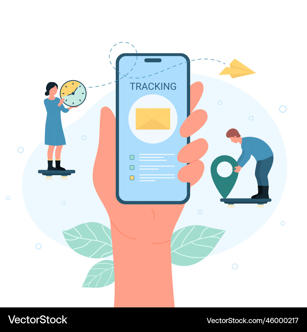 Mail tracking tiny people track delivery status Vector Image
