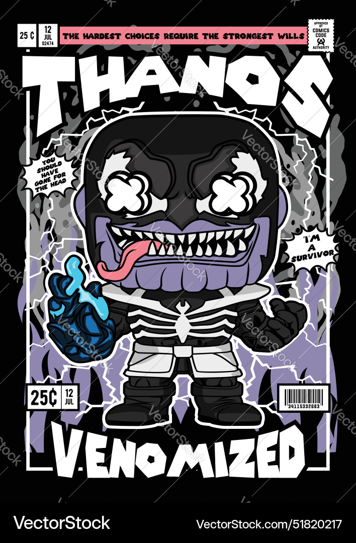 Pop art thanos venomized Royalty Free Vector Image