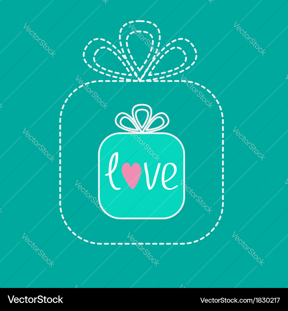 Small gift box in the big dash line flat Vector Image