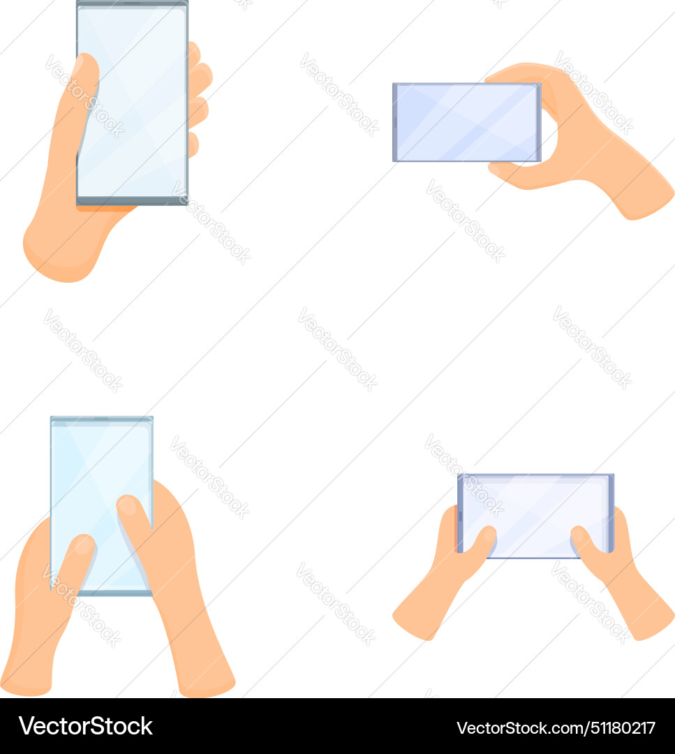 Telephone icons set cartoon hand holding Vector Image