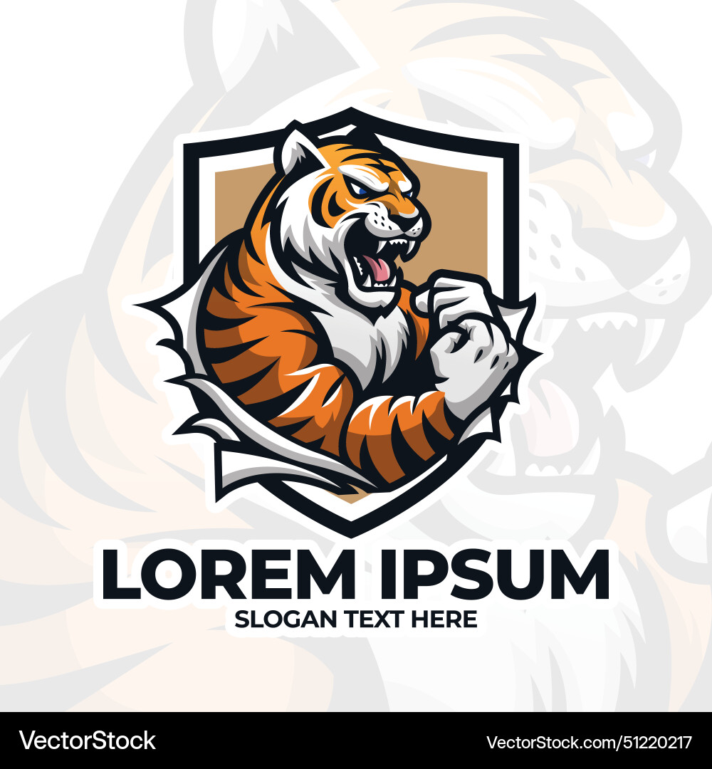 Tiger mascot logo design with shield shape Vector Image