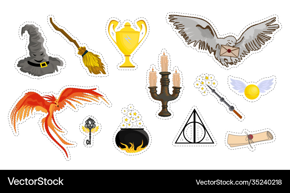 A set magic items school Royalty Free Vector Image