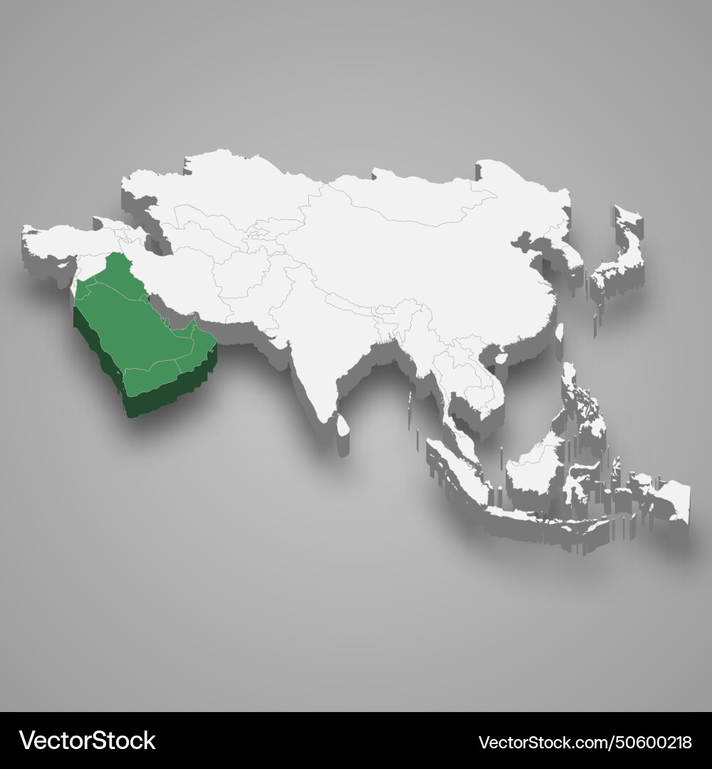 Arabian peninsula location within asia 3d map Vector Image