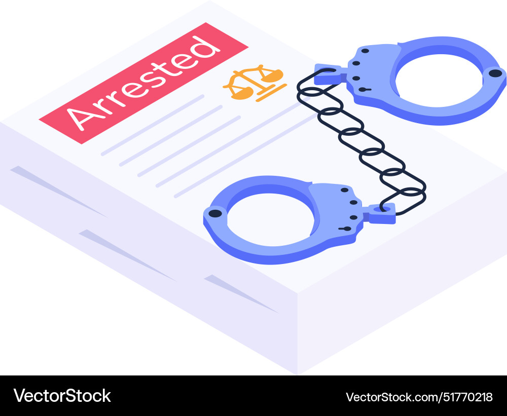 Arrest warrant isometric icon is up for premium us
