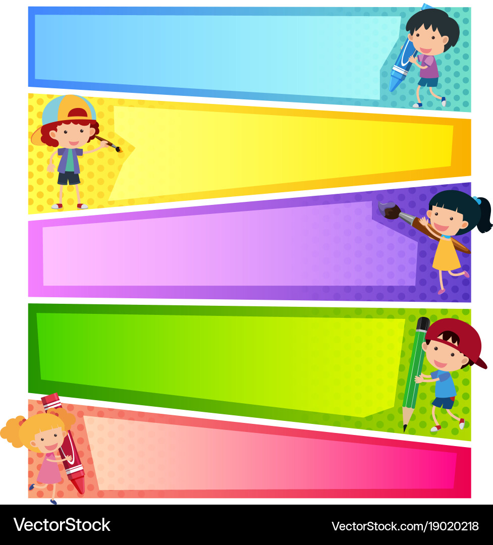 Banner templates with happy kids Royalty Free Vector Image