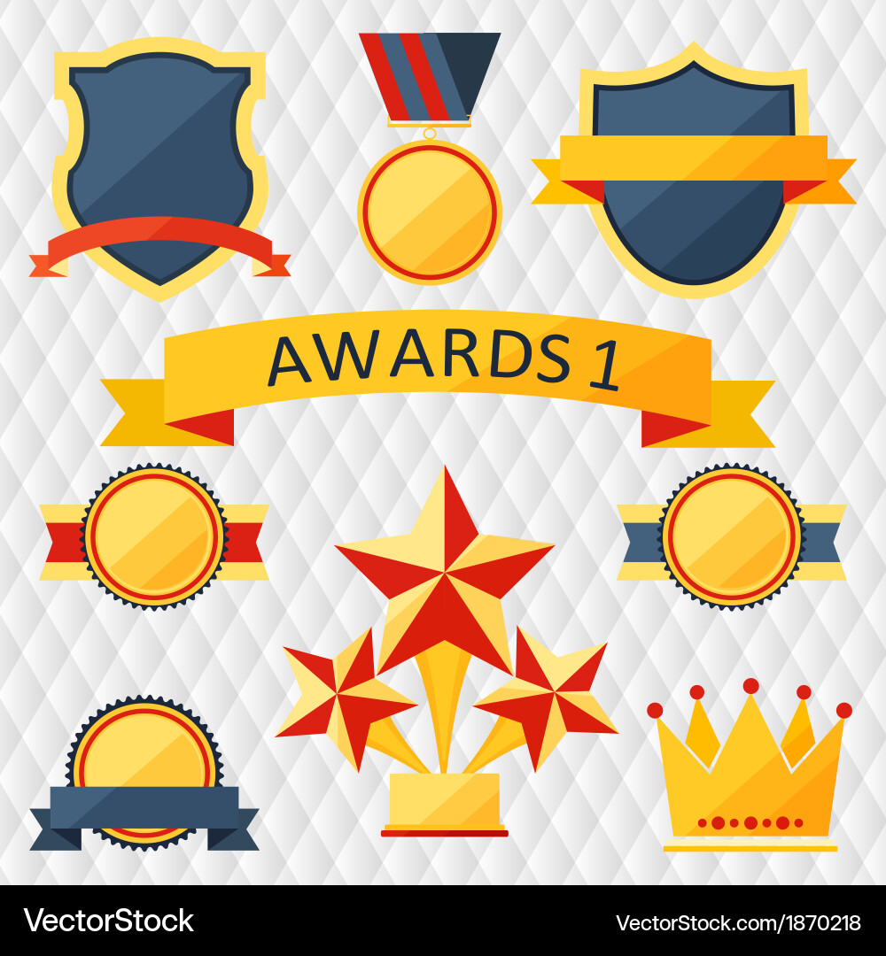 Celebration Awards and Trophies Set Royalty Free Vector