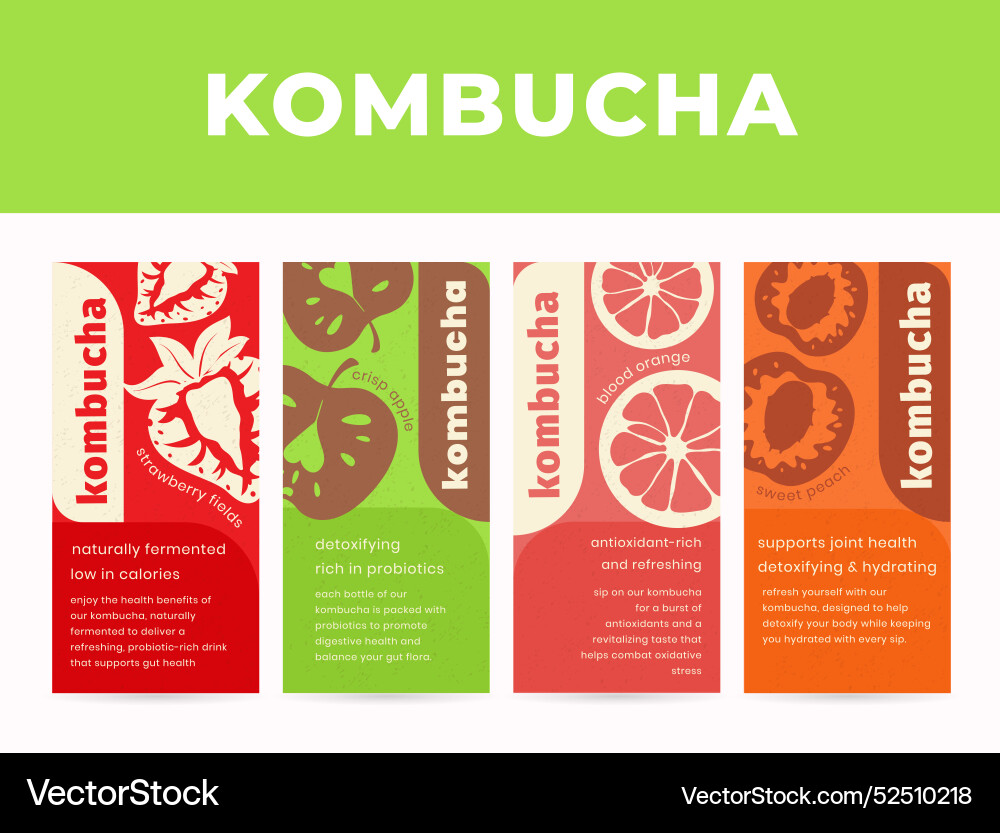 Colorful labels showcasing natural fermented Vector Image