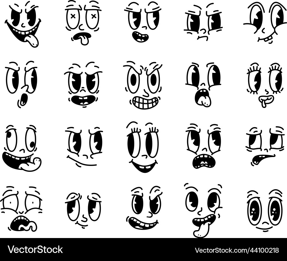 Comic mascot retro characters vintage cartoon Vector Image