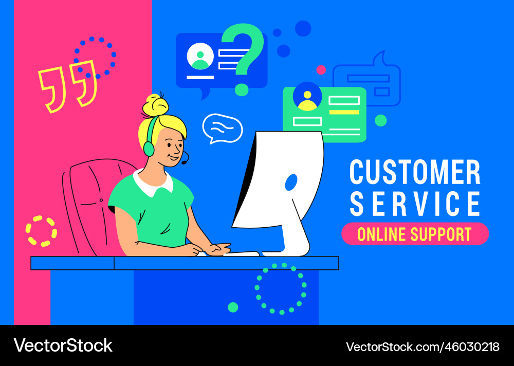 Customer support and live assistant Royalty Free Vector