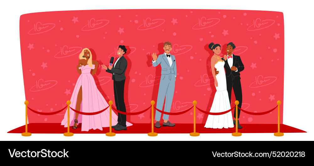 Elegant red carpet event with glamorous attendees Vector Image