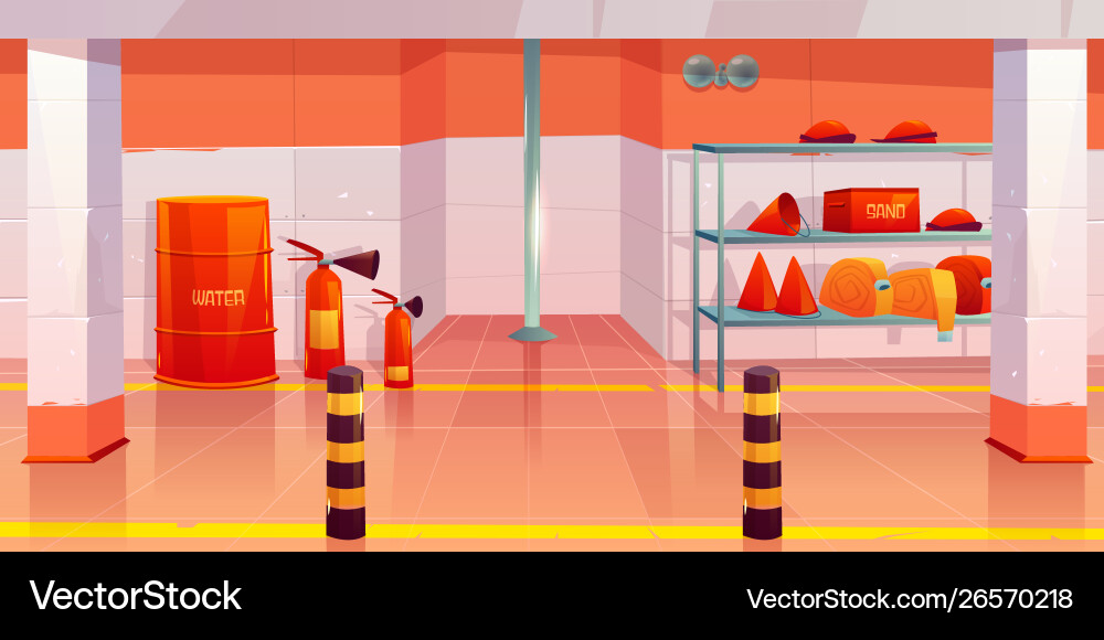 Fire station or garage empty interior utility room