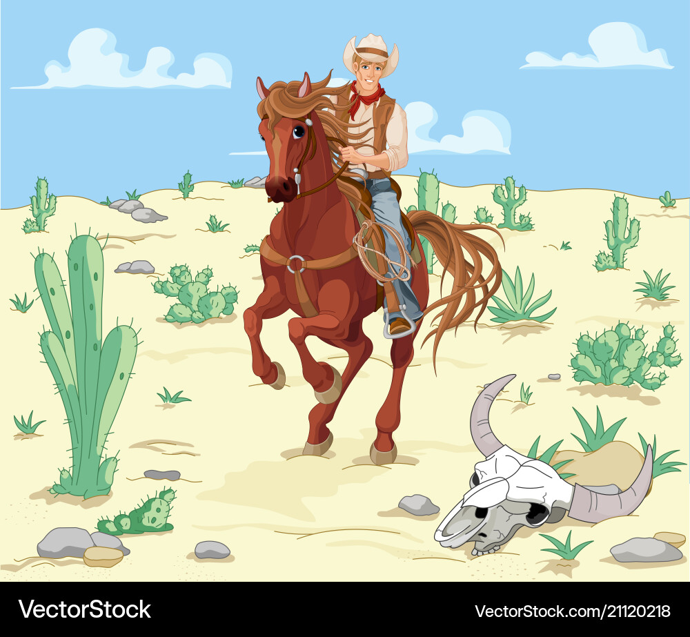 Horse riding cowboy Royalty Free Vector Image - VectorStock