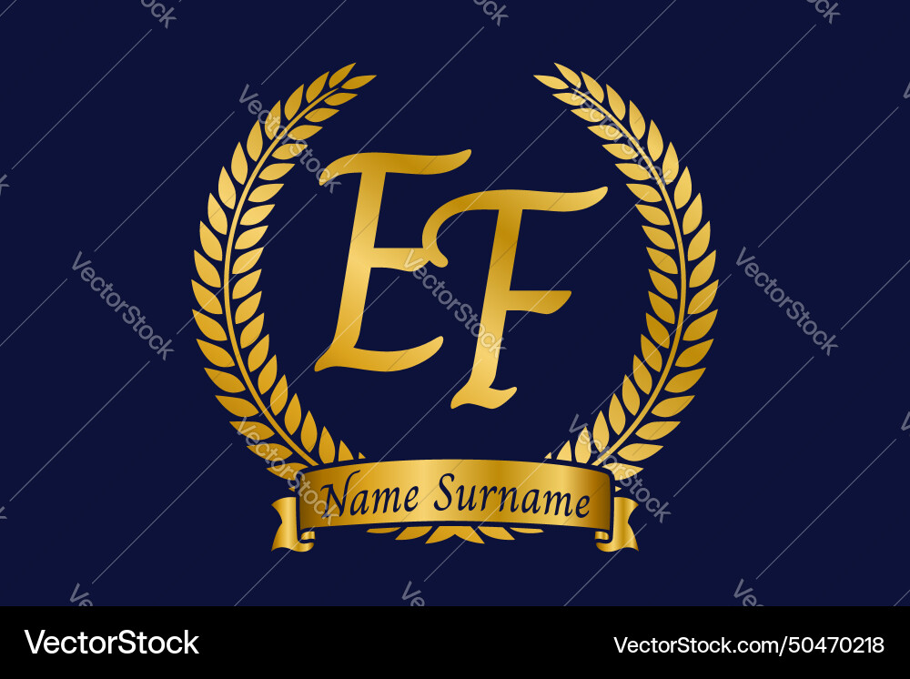 Initial letter e and f ef monogram logo design Vector Image