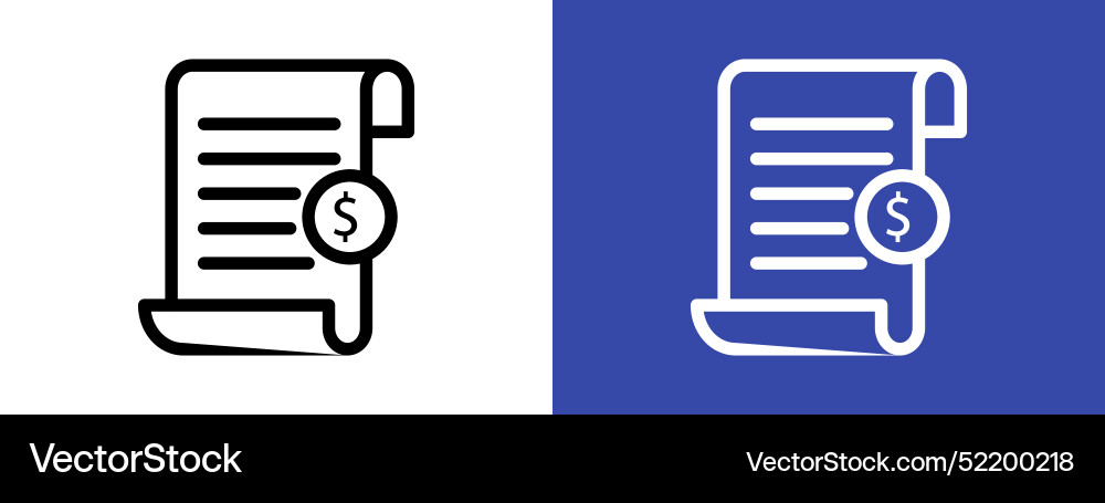 Invoice icon logo sign set outline Royalty Free Vector Image