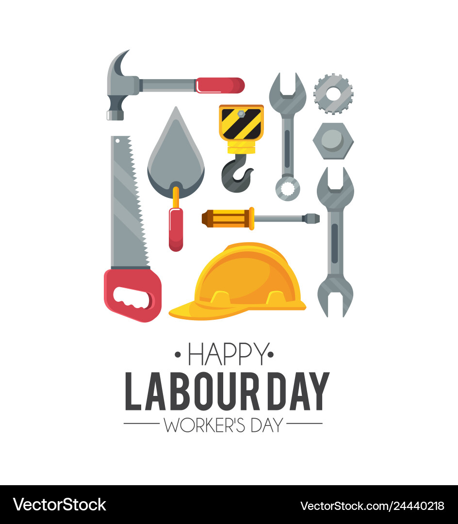 Labour day celebration with construction tools Vector Image
