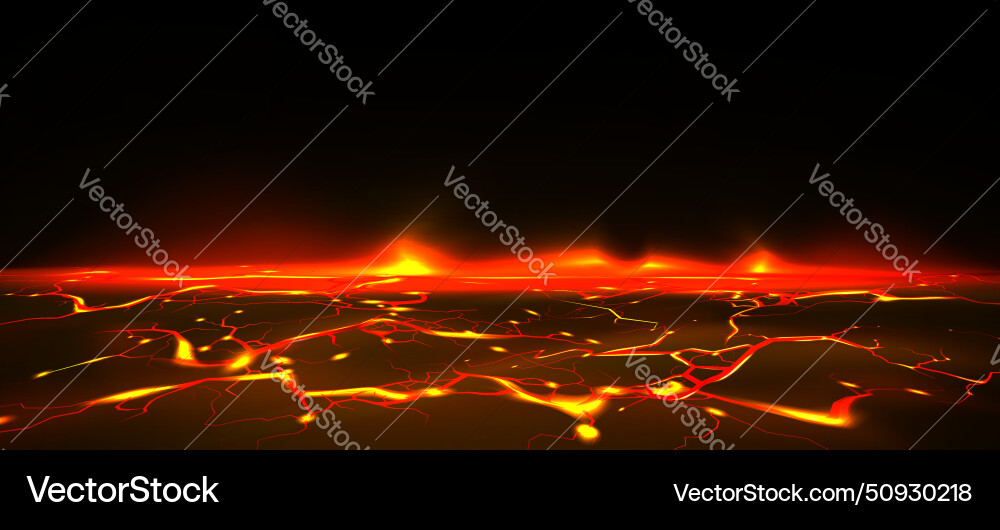 Lava crack texture with fire on ground Royalty Free Vector