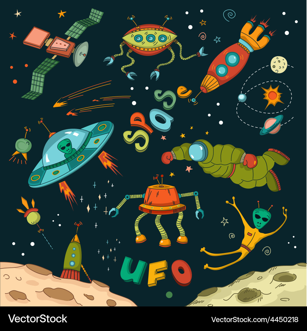 Outer space design elements Royalty Free Vector Image Outer space design elements Royalty Free Vector Image