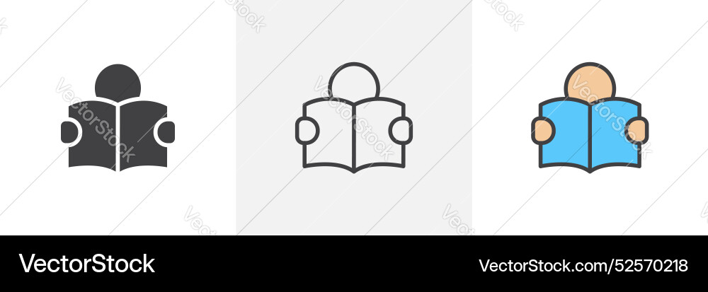 Reading icon set on white background Royalty Free Vector