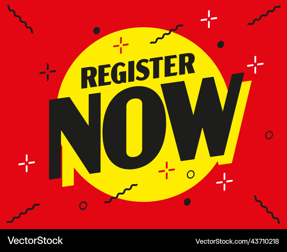 Register now message info banner template Vector Image