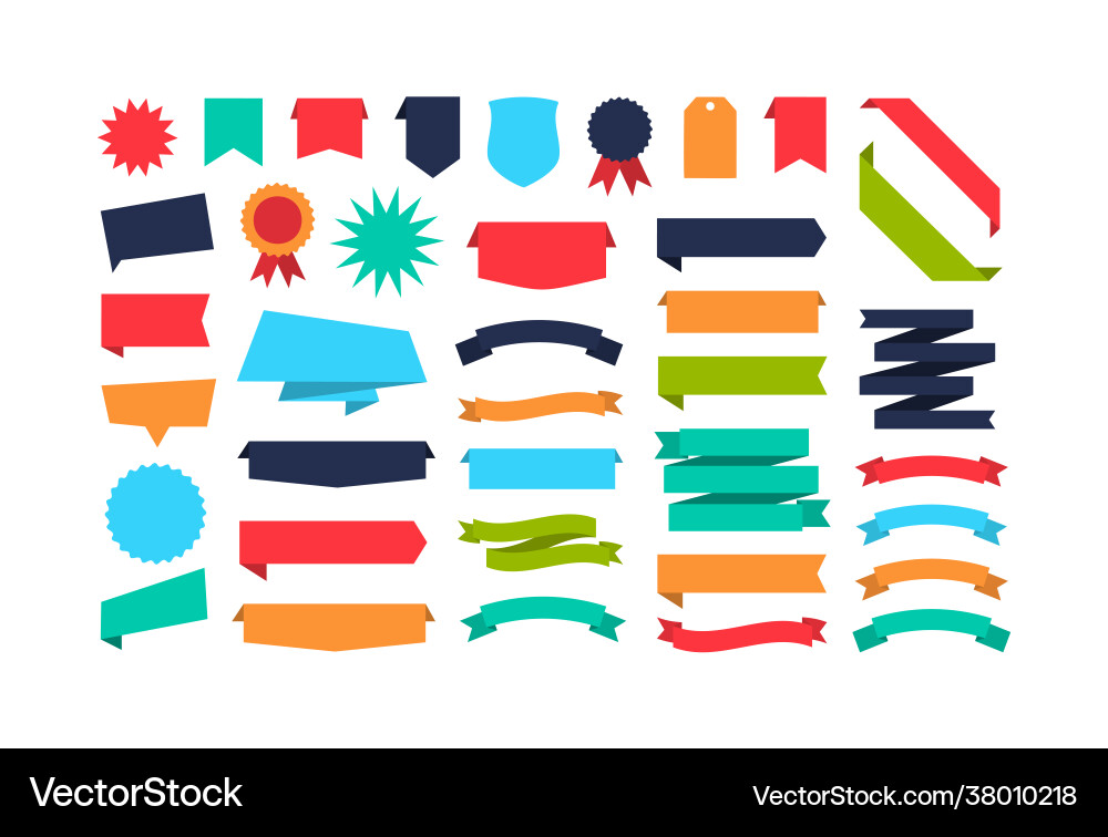 Set different shape ribbon banners Royalty Free Vector Image