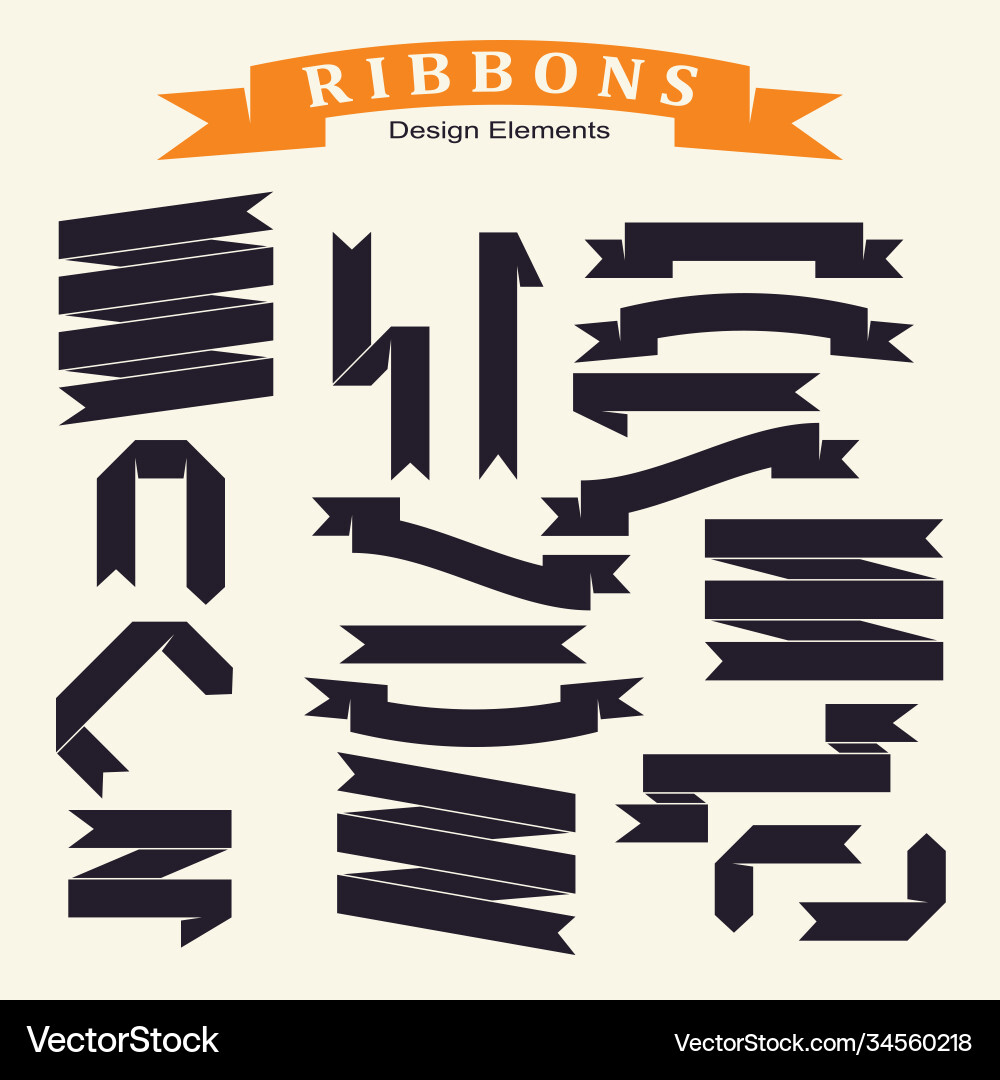Set ribbons in flat style elements rdesing Vector Image