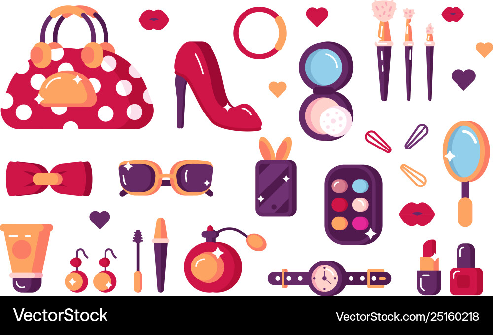 Set womens accessories Royalty Free Vector Image