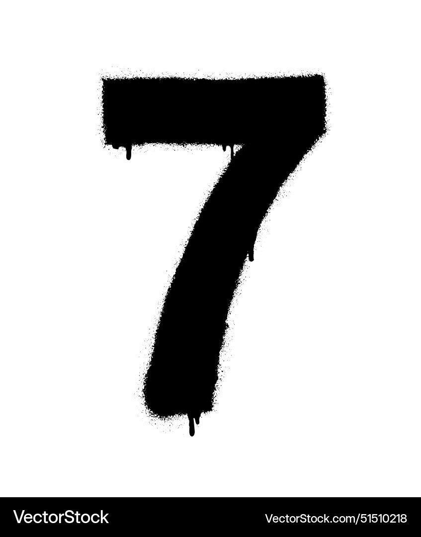 Stencil with the number 7 paint smudges Royalty Free Vector