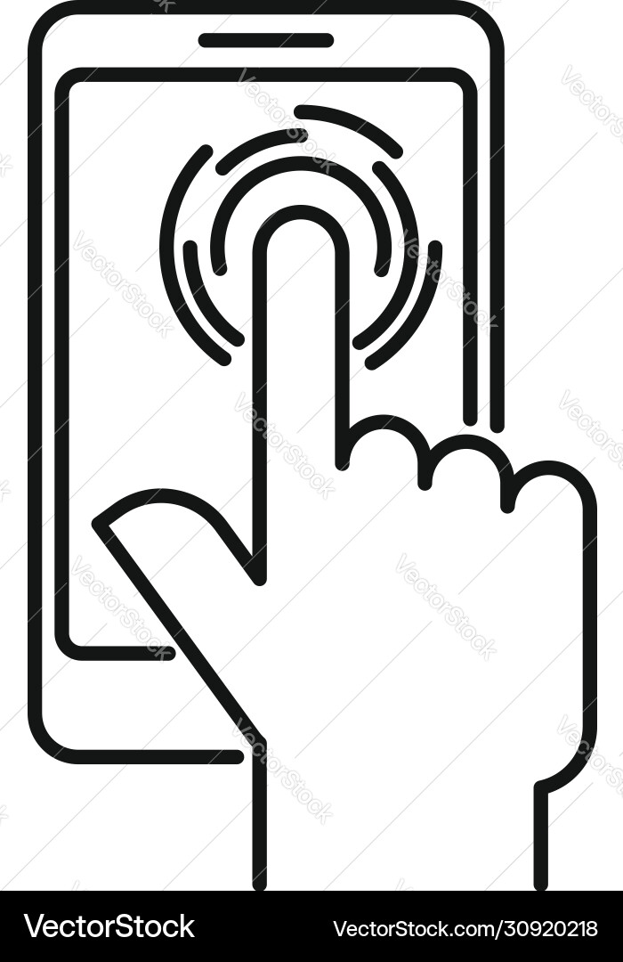 Tablet fingerprint icon outline style Royalty Free Vector