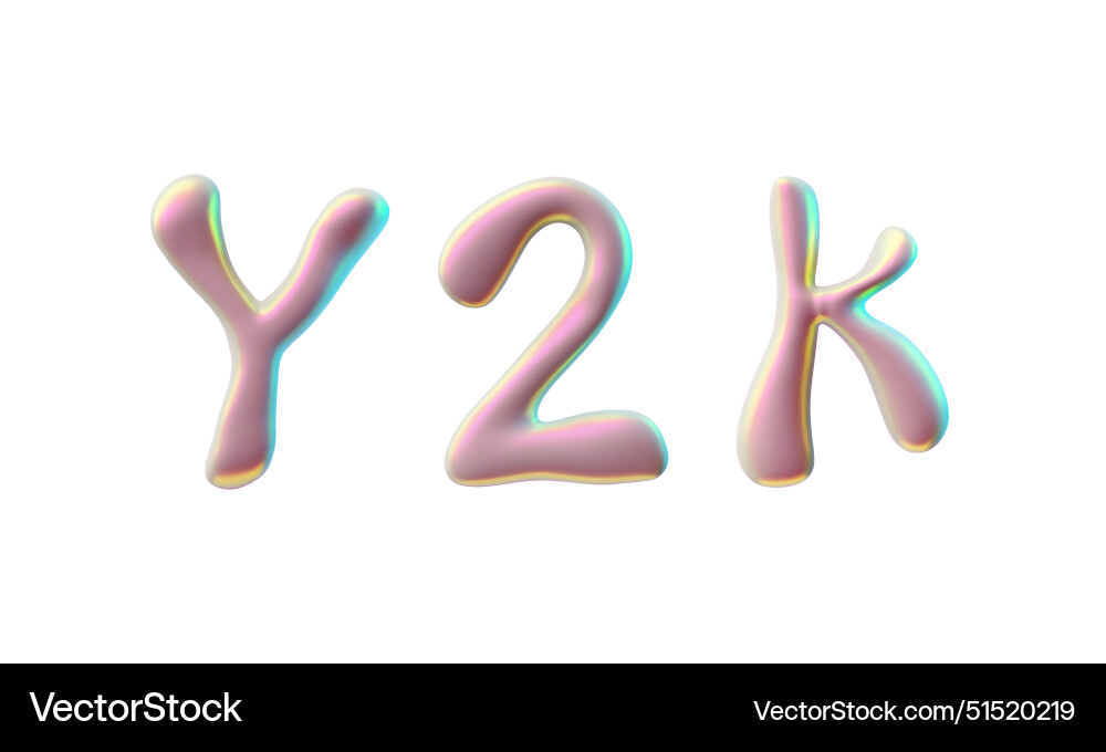 3d glossy pink capital letters y 2 k liquid holo Vector Image