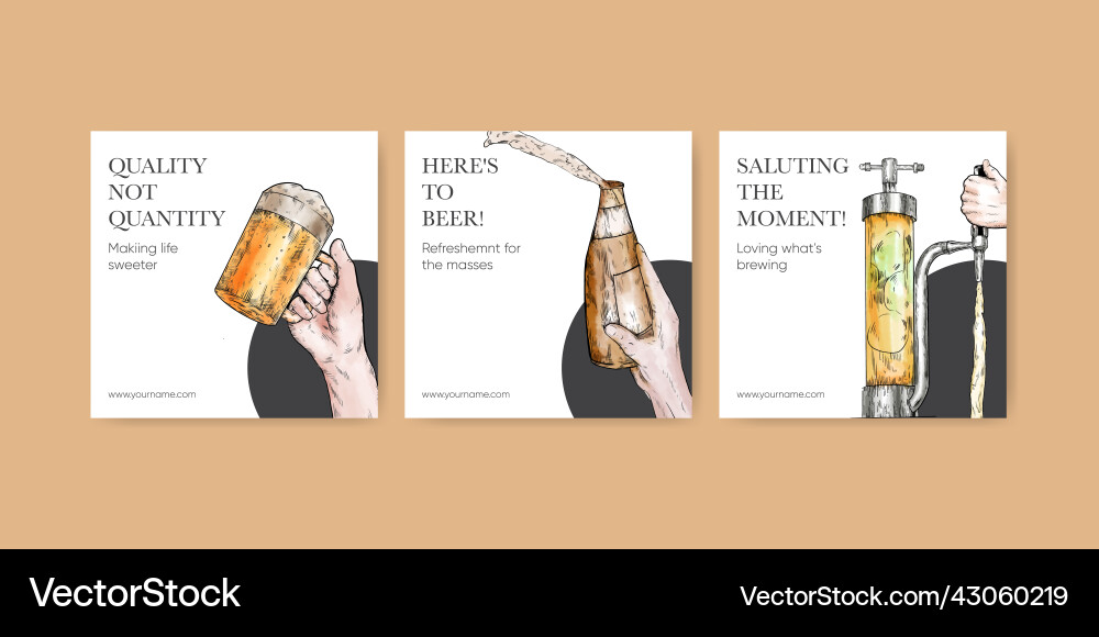 Banner template with craft beer conceptwatercolor Vector Image