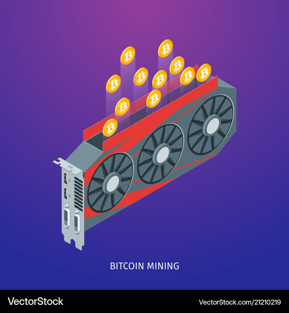 Bitcoin mining concept Royalty Free Vector Image