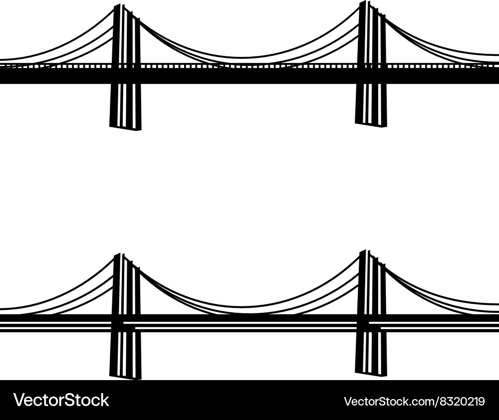 Black Suspension Cable Bridge Royalty Free Vector Image